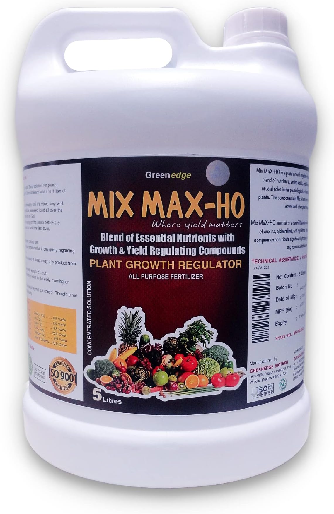 Greenedge Biotech Greenedge Mix Max-Ho Fertilizer Liquid | Bio ...