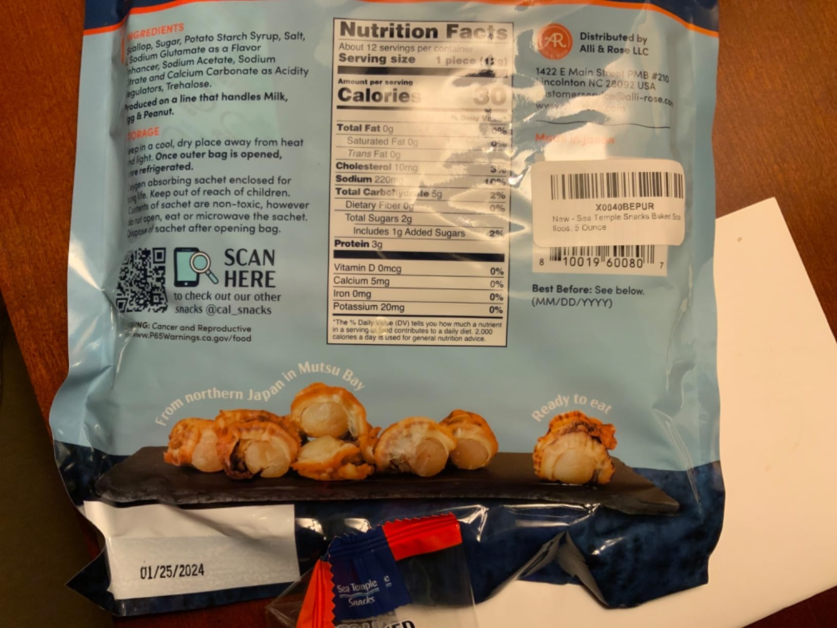 Amazon.com : Sea Temple Snacks Baked Scallops, 5 Ounce : Grocery ...