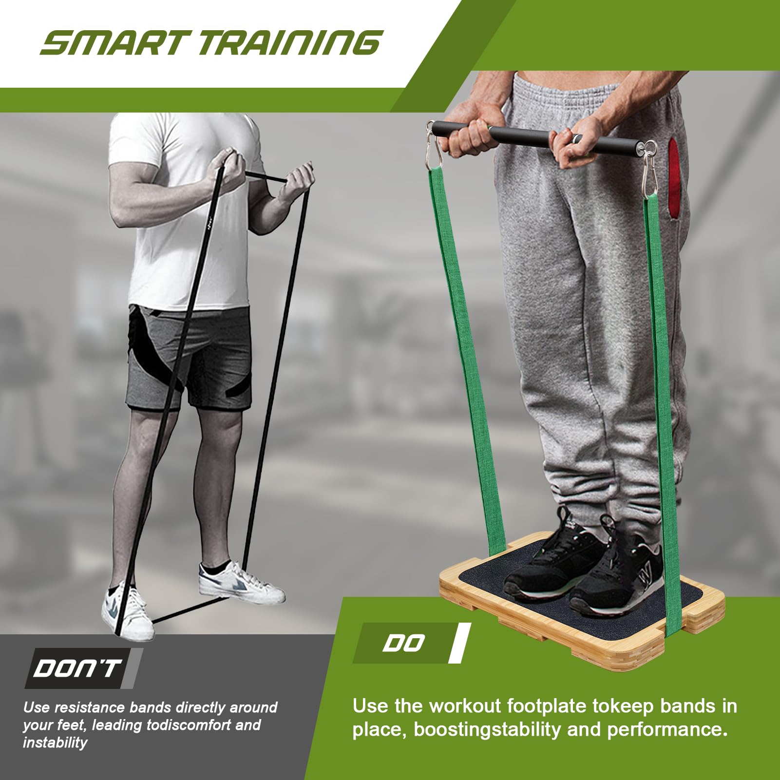 Snapklik.com : MUCITAGF Resistance Band Foot Plate - Wood Fitness Board ...