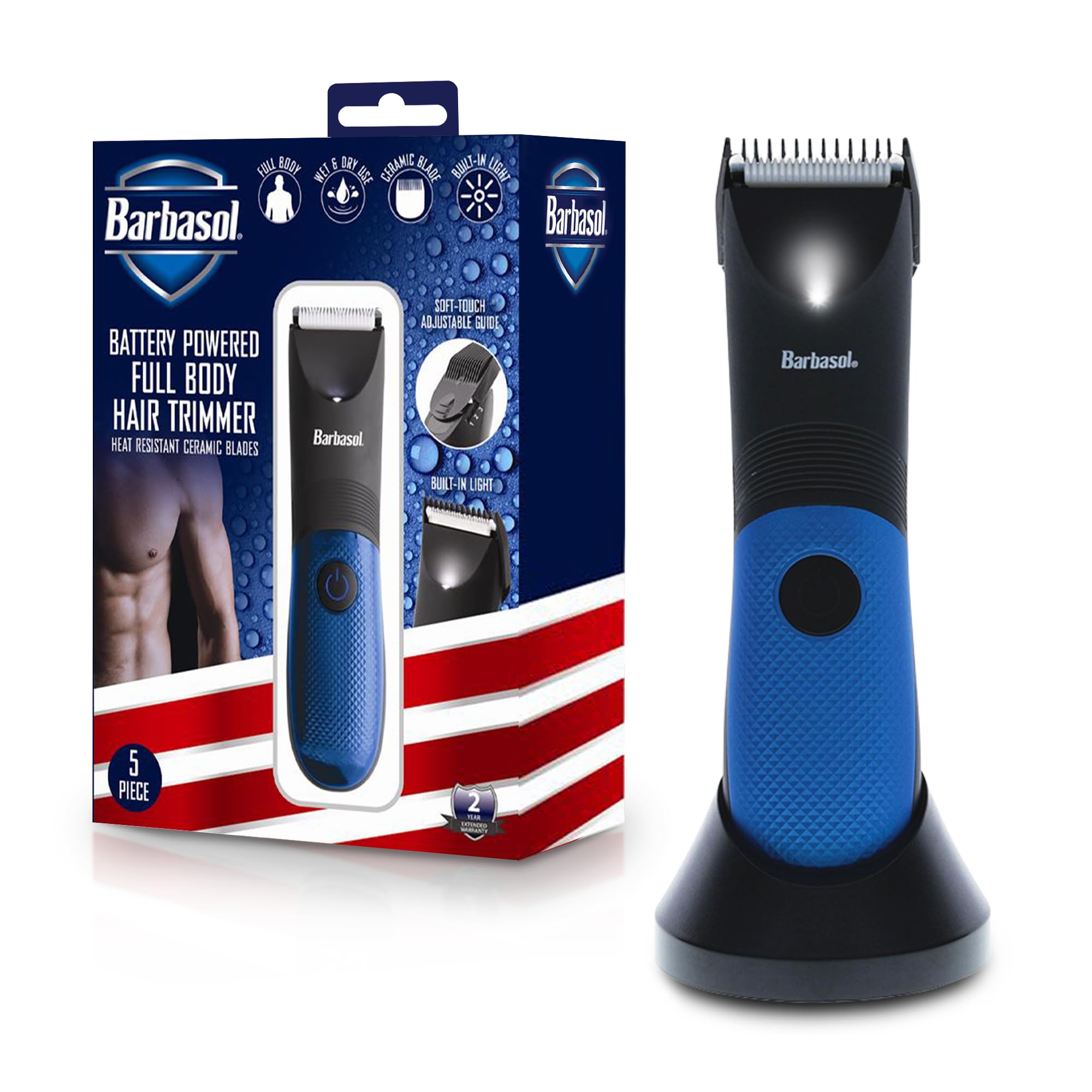 Amazon.com: Barbasol Body Hair Trimmer for Men, with Adjustable Guide ...