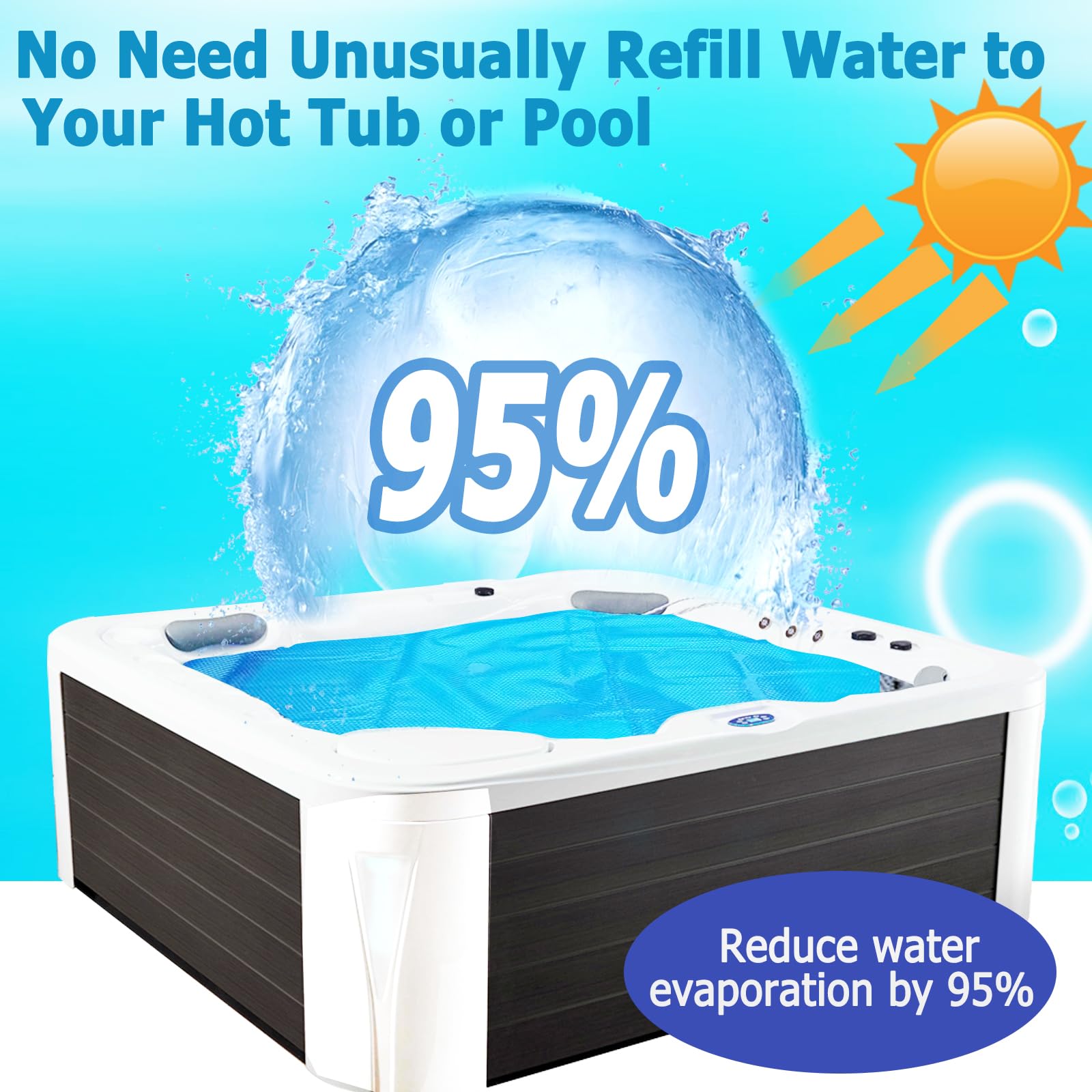 Snapklik.com : 8ft X 8ft Floating Hot Tub Solar Cover 14-mil Hot Tub ...