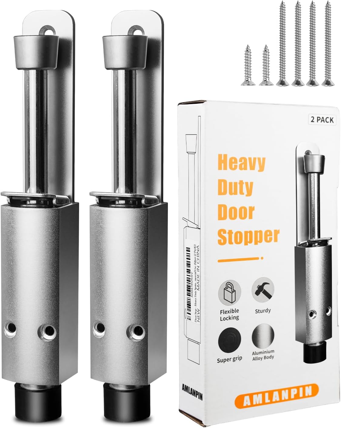 Amazon.com: 4 Pcs Heavy Duty Stainless Steel Foot Kick Down Door Stop ...