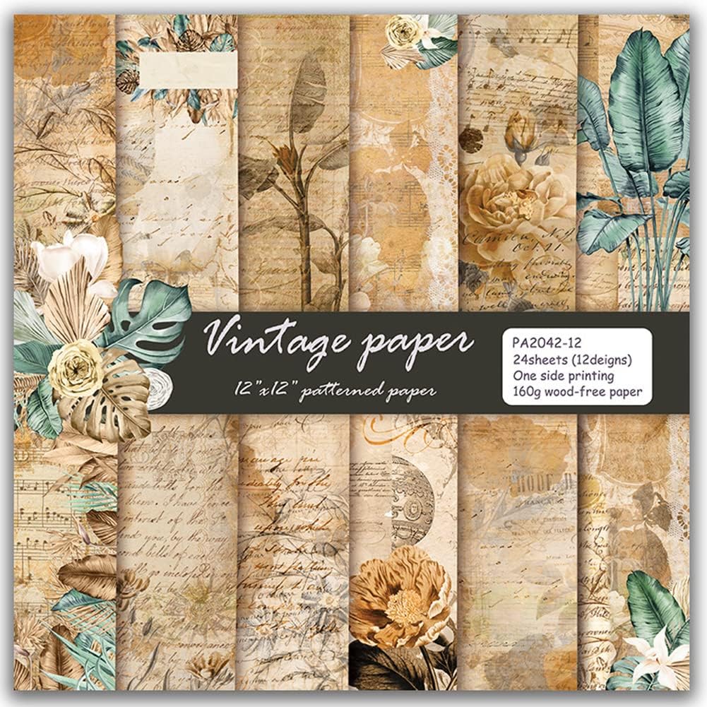 Amazon.com : Scrapbook Paper 12x12 inch - Vintage Botanical Floral ...