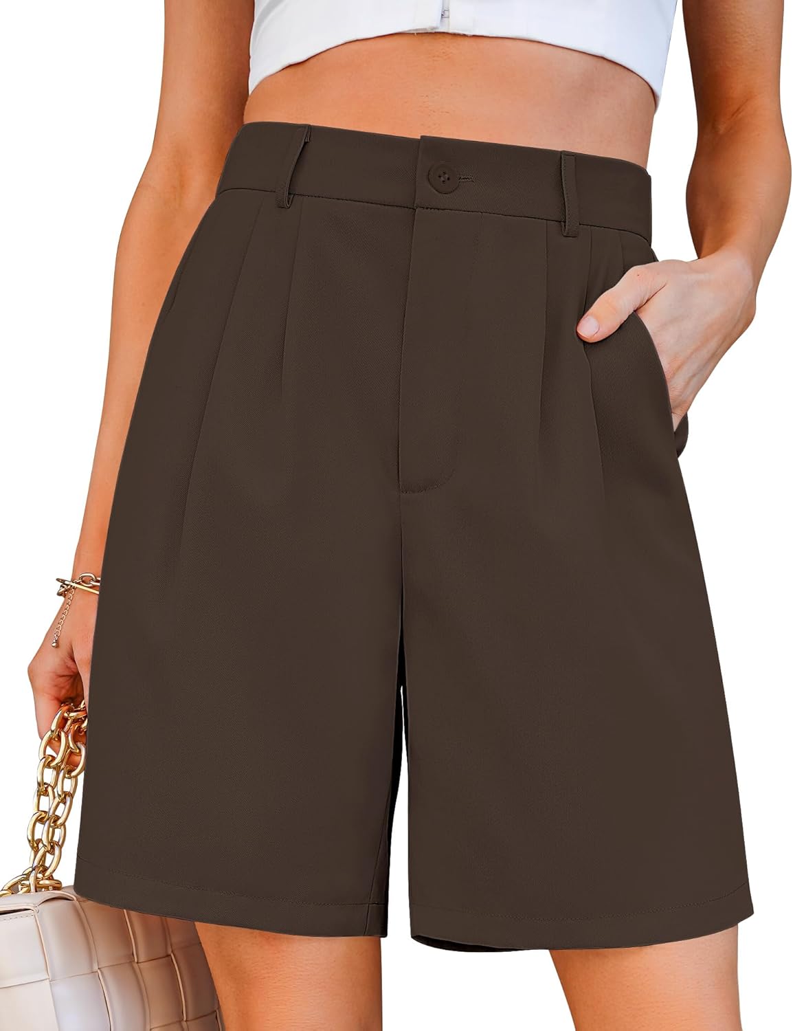 luvamia Bermuda Shorts for Women Dressy Casual High Waisted Summer Work ...