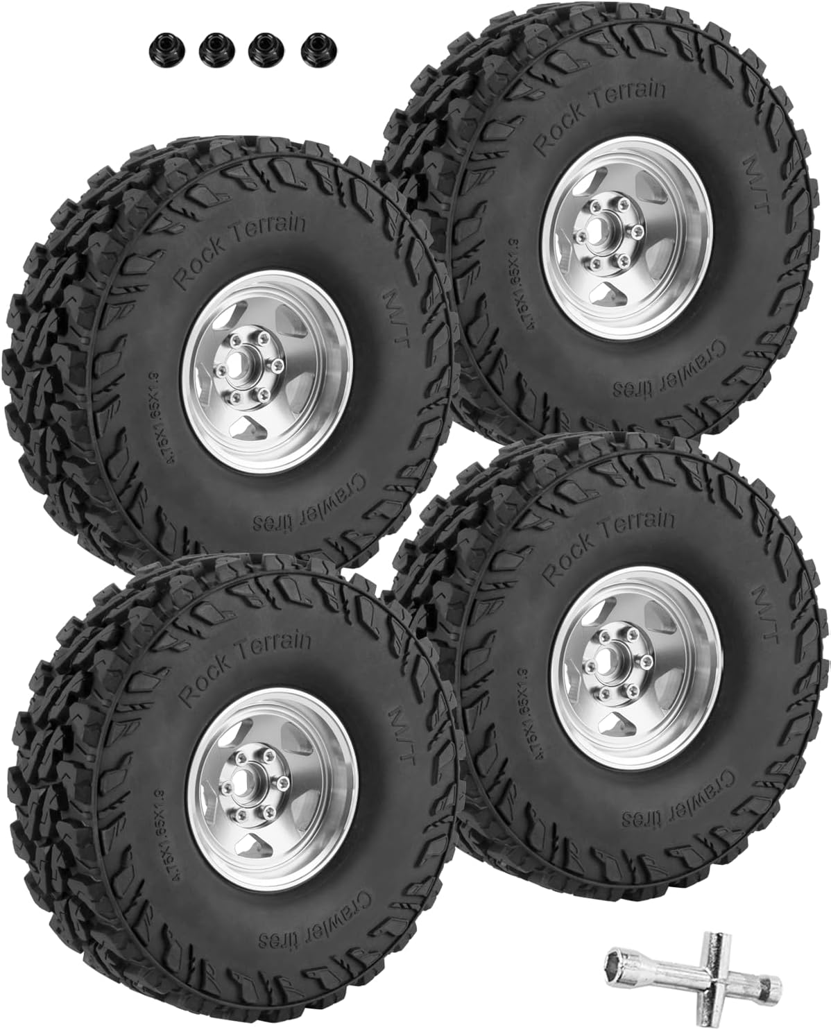 Amazon.com: RCHuiWow RC Alloy 1.9" Beadlock Wheels and Tires for 1/10 ...