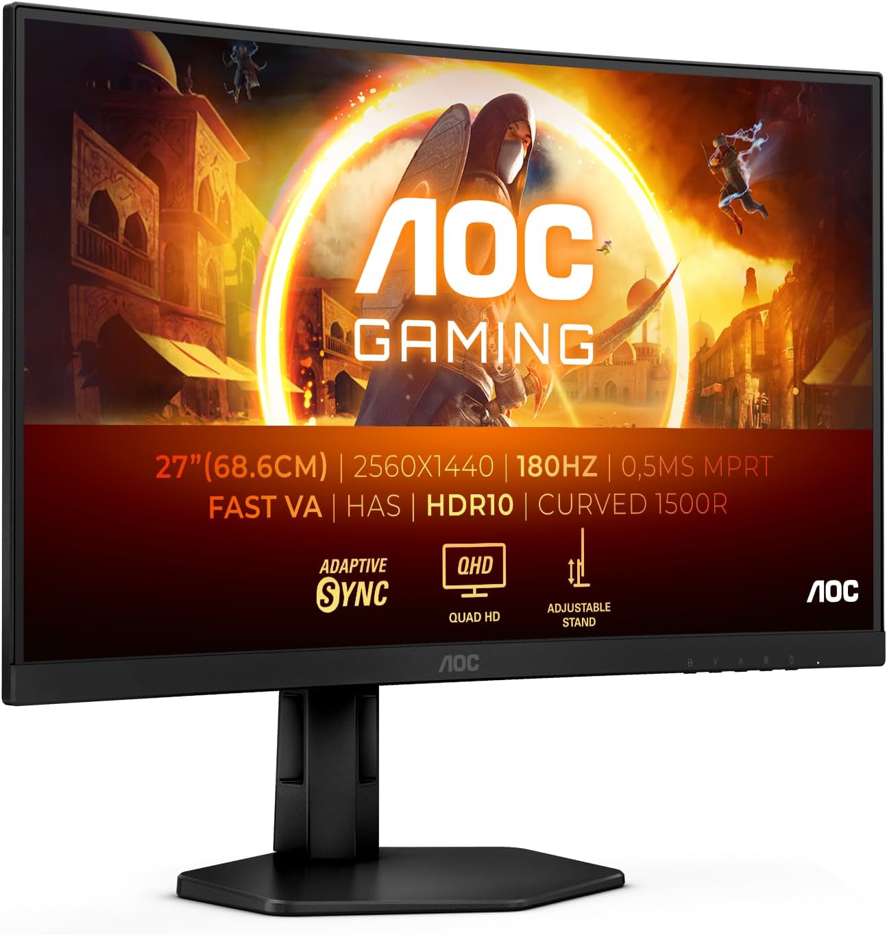 AOC Gaming CQ27G4X - 27 Zoll QHD Curved Monitor, 180 Hz, 0.5 ms, FreeSync Prem., HDR10 ...