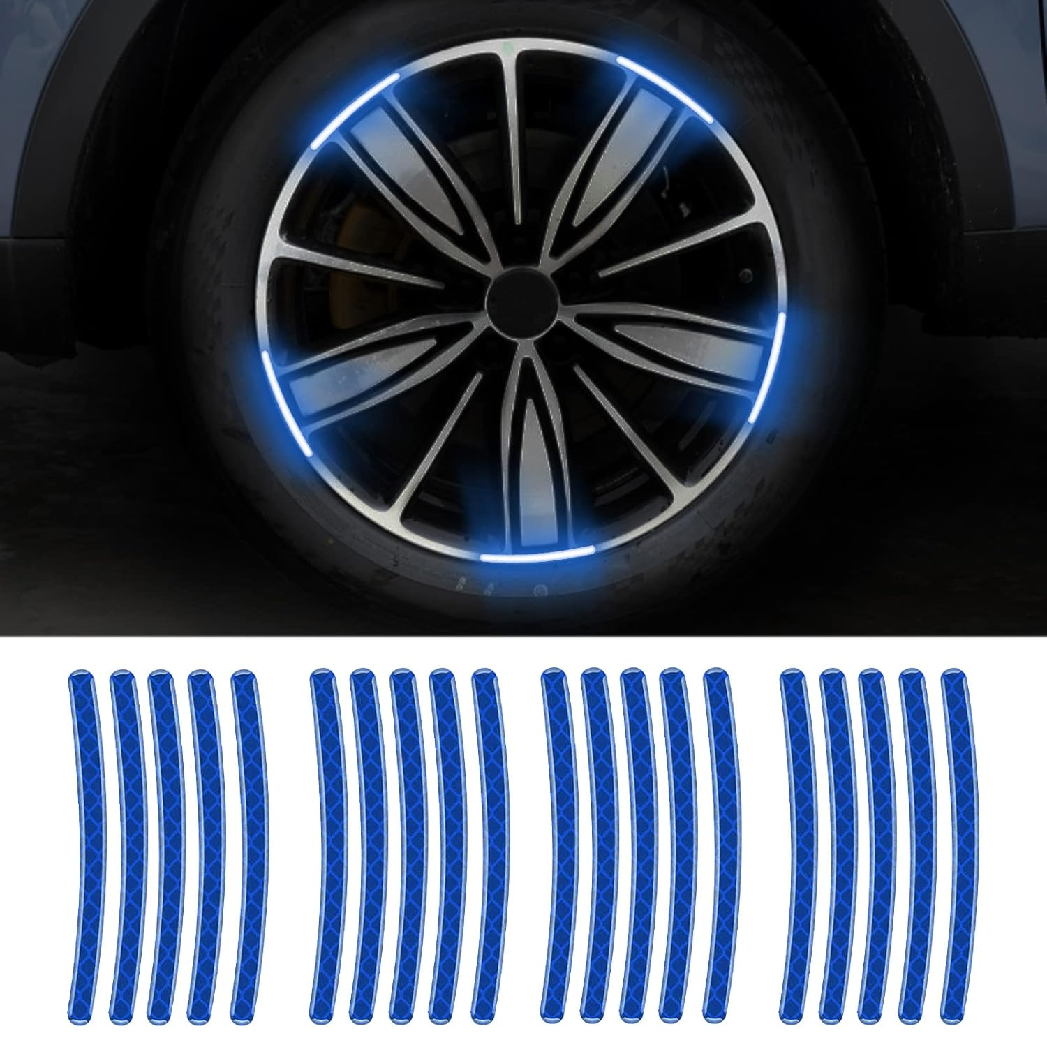 Mrs Fix® (Blue) Night Reflective Car Wheel Safety Warning Stripe Decals ...
