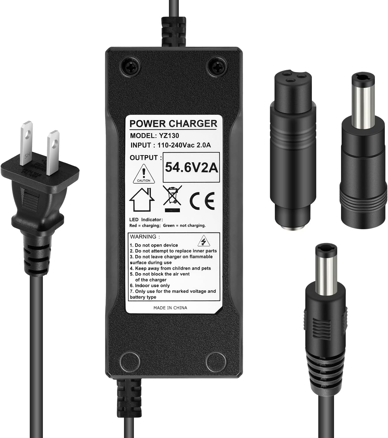 Amazon.com: SOLEILLUNE 54.6V 2A Battery Charger Power Supply Adapter ...