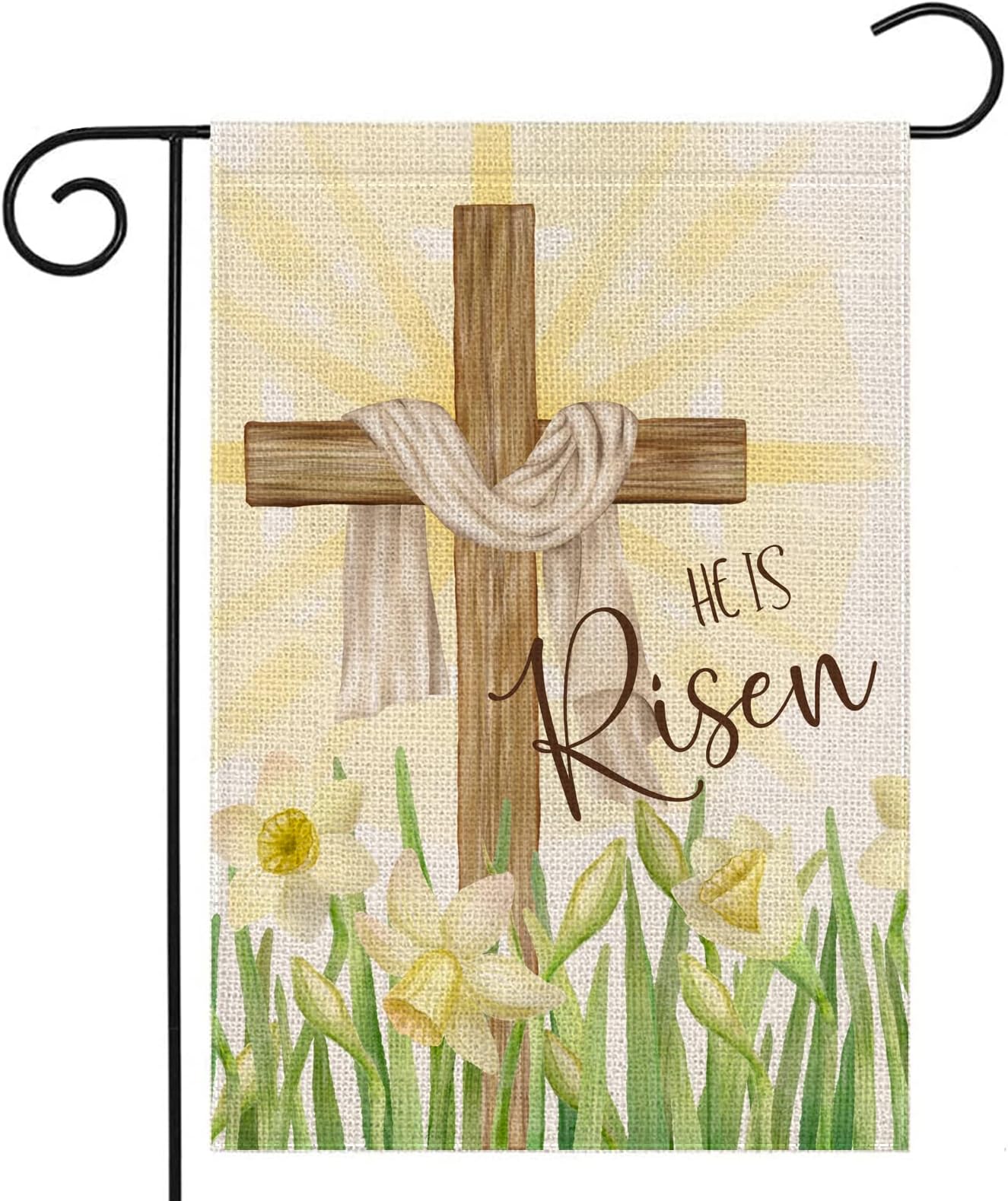 Amazon.com : Christian Cross Garden Flag 12x18 Inch Double Sided Easter ...