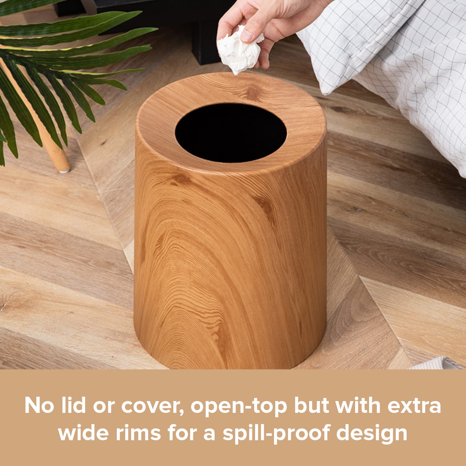 Snapklik.com : Anti Spill Nordic Wood Grain Look Waste Basket - Kids ...