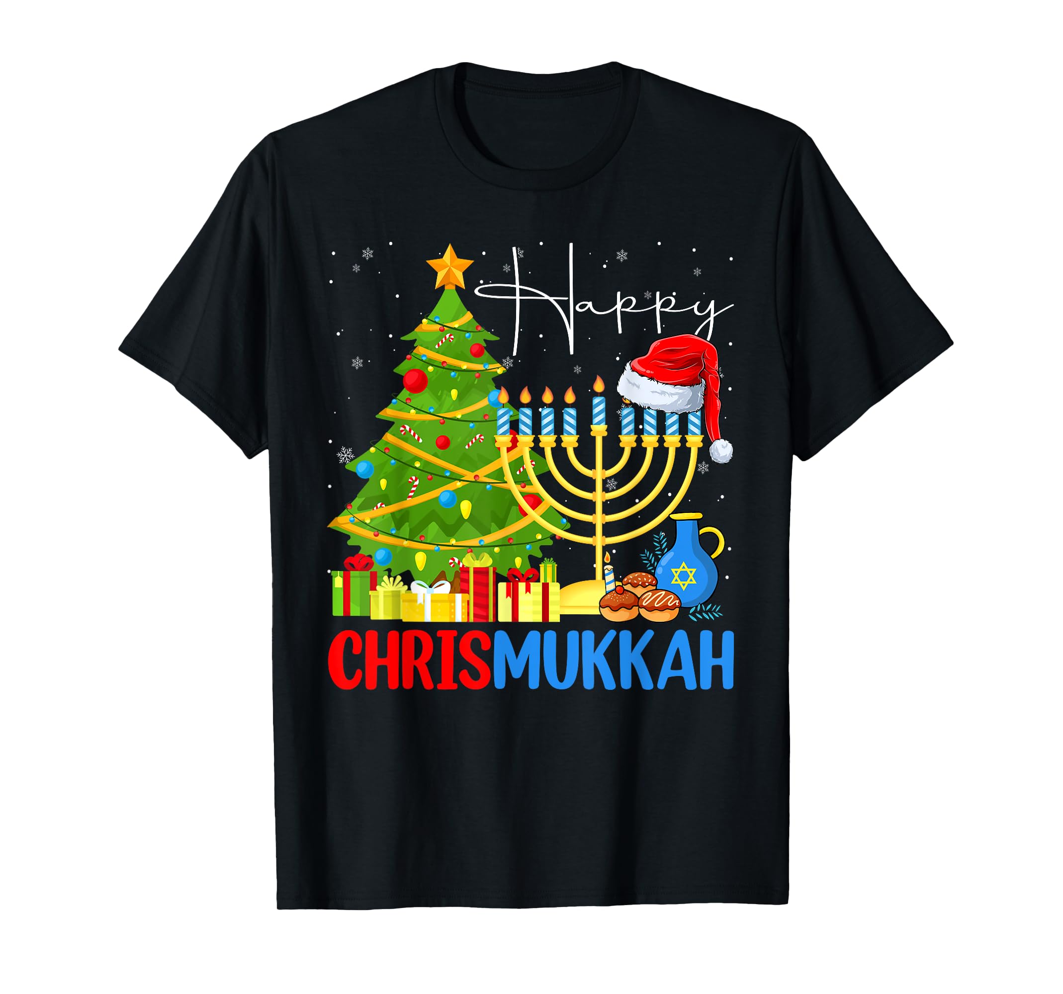 Amazon.com: Happy Chrismukkah Merry Christmas Happy Chanukah Jewish T ...