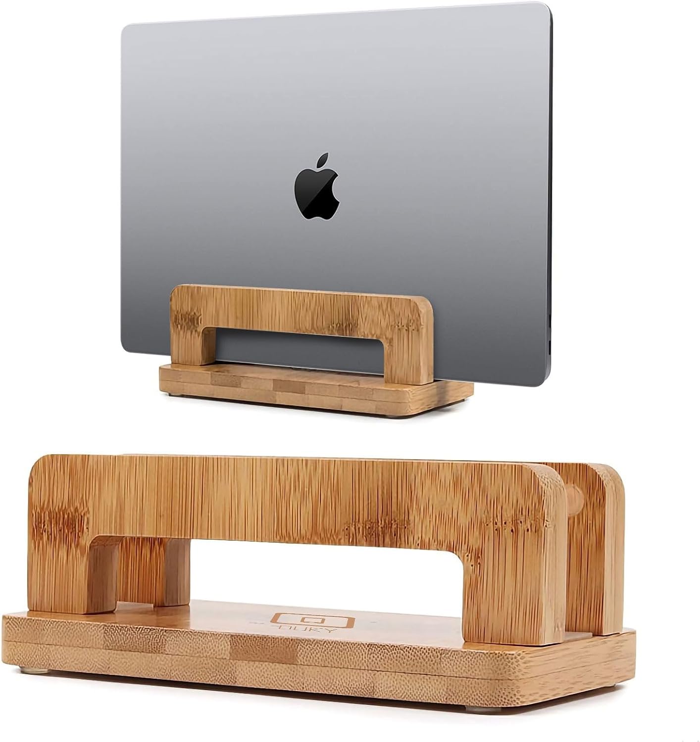 Amazon.com: Duky Vertical Laptop Stand Holder, Desktop Wooden Bamboo ...