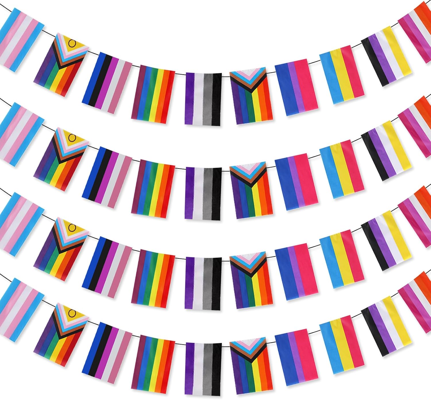 32.8Ft Pride Decorations Bunting Banner,Polyester Rainbow Bunting 30Pcs ...
