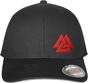 Valknut Odin Norse GOD Viking Symbol Fitted Flex-Fit Hat Round Bill ...