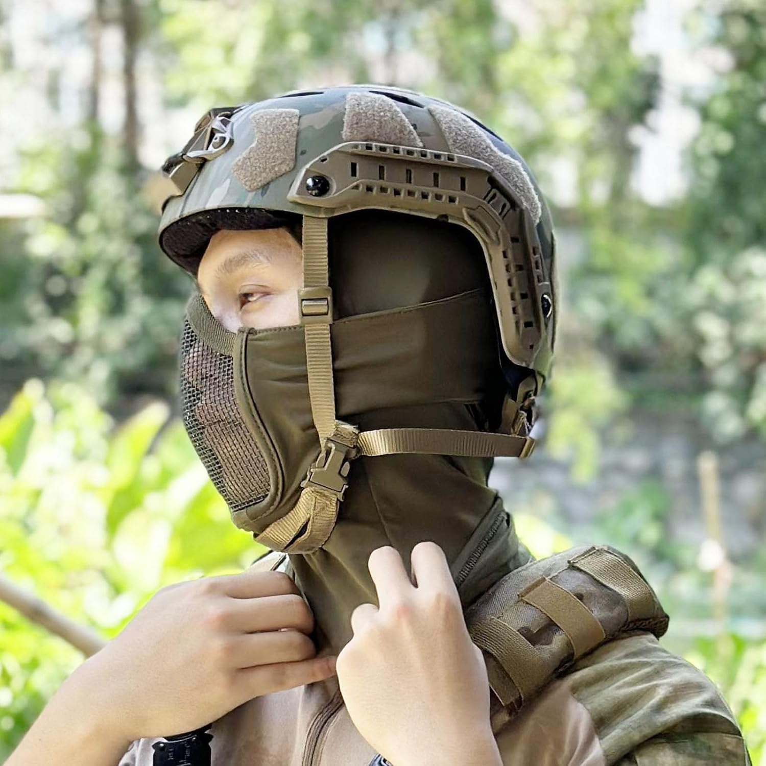 tactifans Airsoft Balaclava Mesh Mask Ninja Style with Full Face Mouth ...