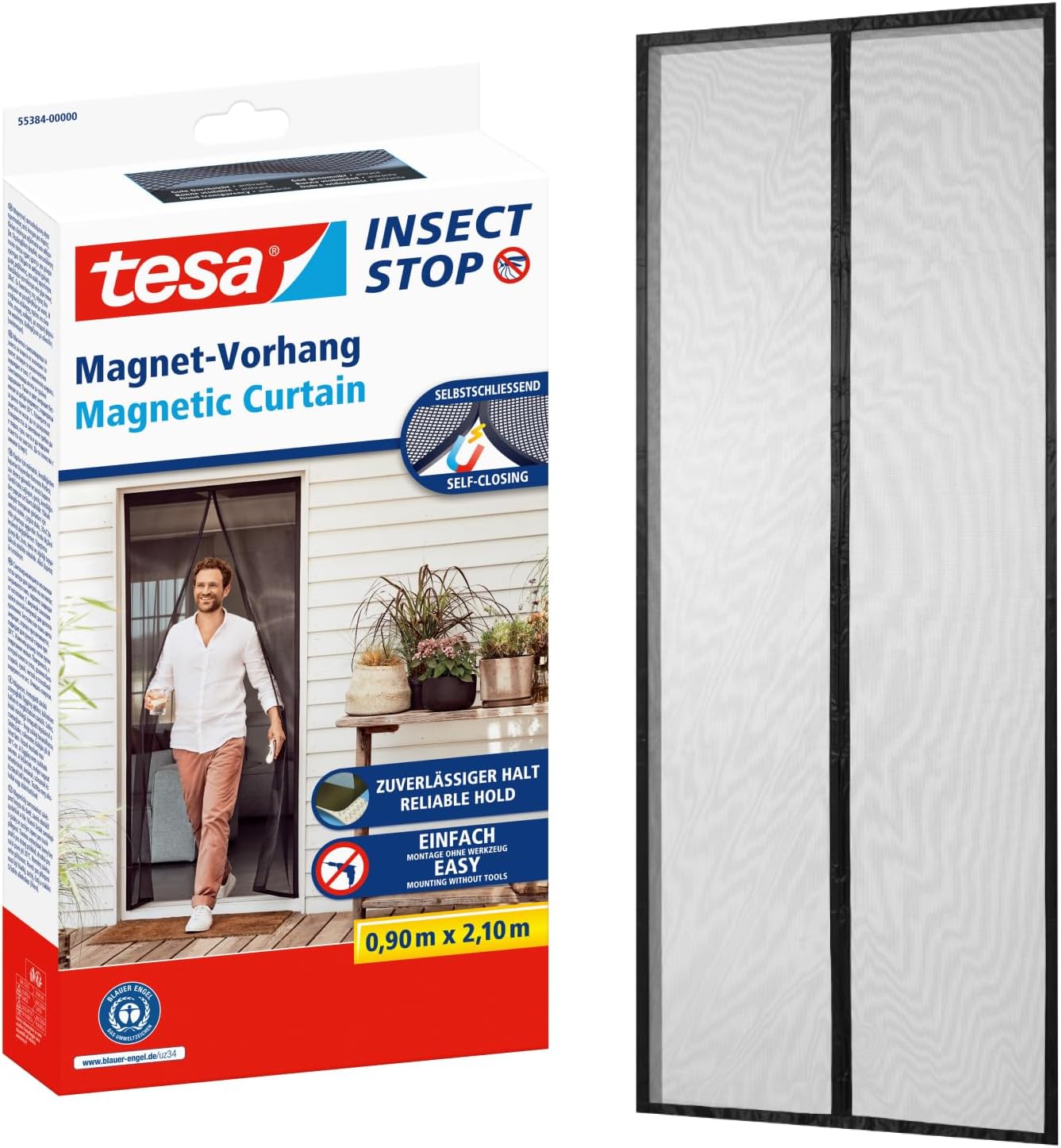 tesa Magnetic Self-Closing Curtain - Insect Screen Curtain with Magnets ...