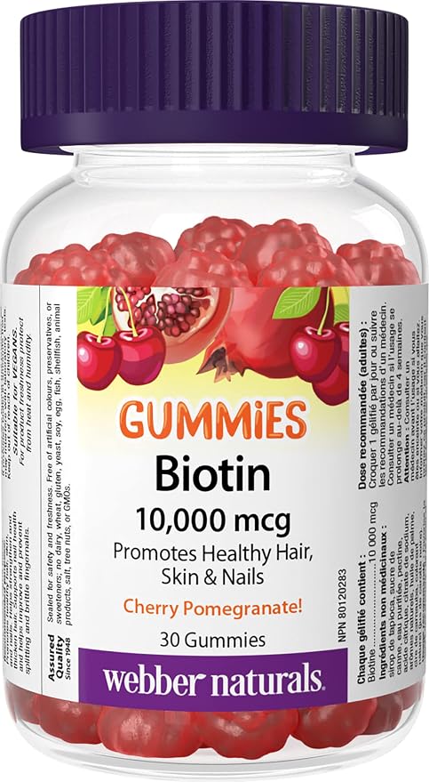 Webber Naturals Biotin 10,000 mcg Gummies for Hair, Skin & Nails