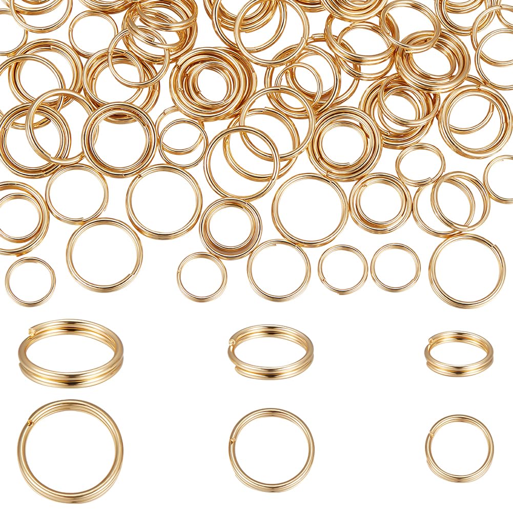 Amazon.com: Beebeecraft 1 Box 150Pcs 3 Size Split Rings 18K Gold Plated ...