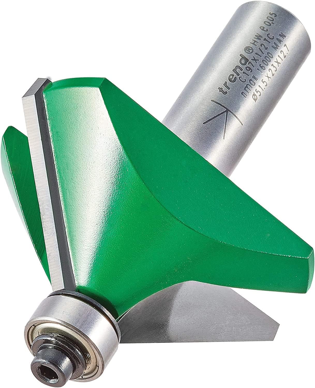 Trend CraftPro Chamfer Router Cutter Bit, 1/2 Inch Shank, 51mm Cut ...