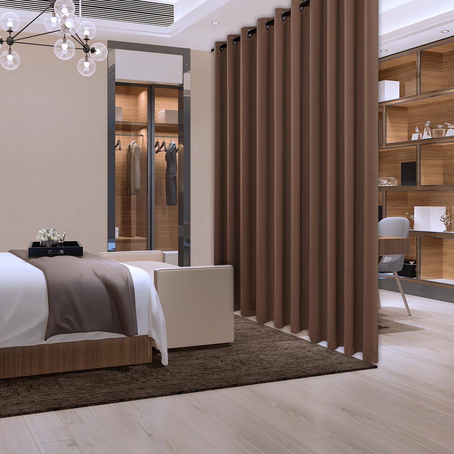 Lofus Room Divider Curtains for Room Partition, Blackout, Solid Color ...