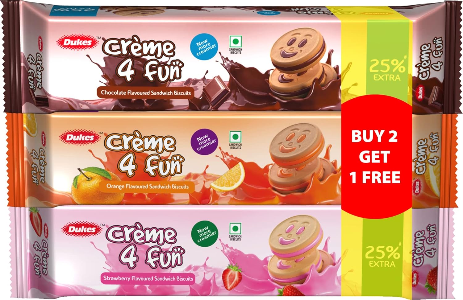 Dukes Creme 4 Fun Sandwich Biscuits - Assorted, 150g (Pack of 3 ...