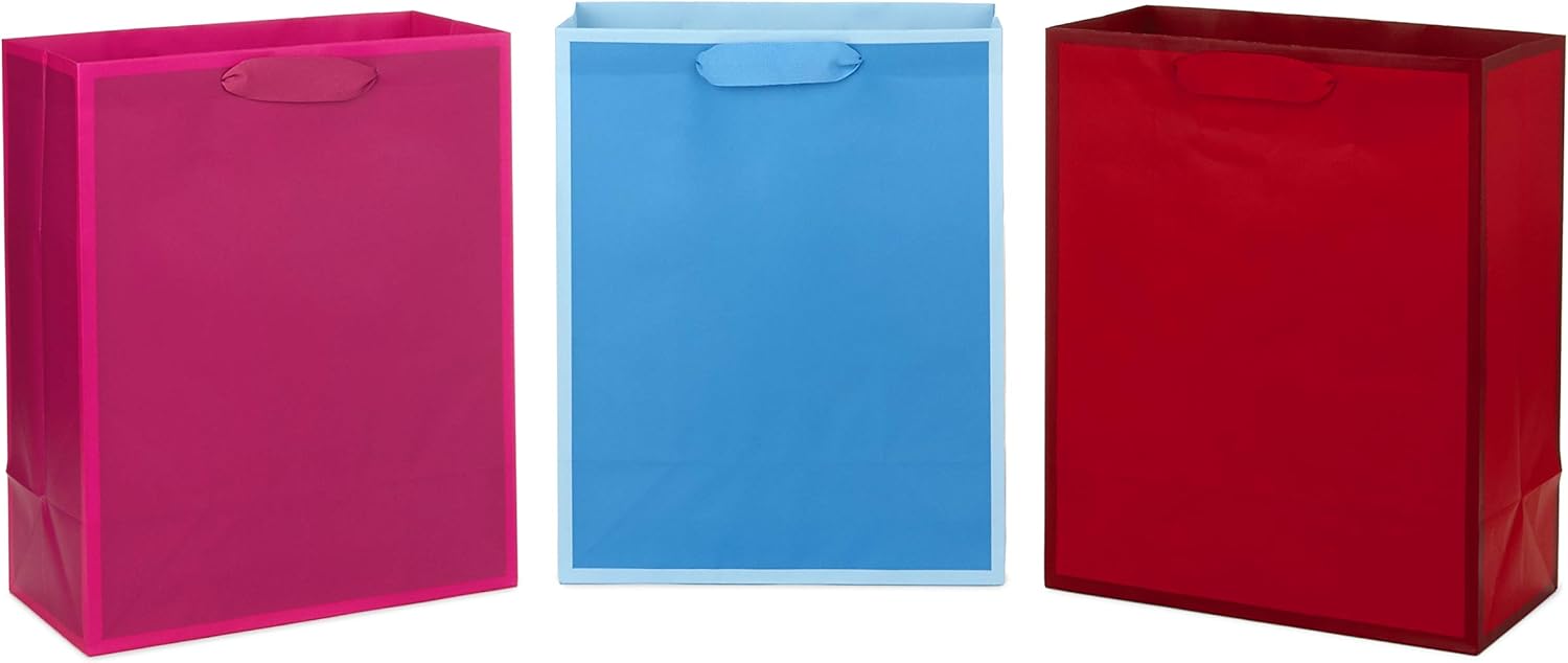 Amazon.com: Hallmark Large Solid Color Gift Bags for Birthdays, Baby ...