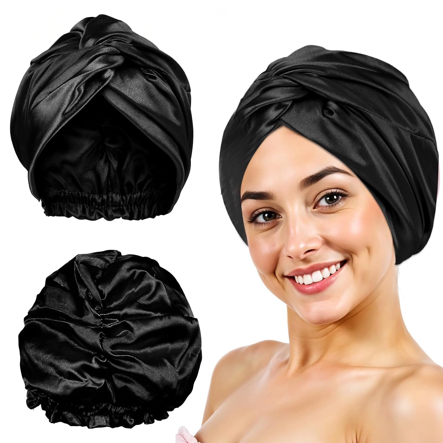 Amazon.com : JIYIN Silk Satin Bonnet for Sleeping Women, Double Layer ...