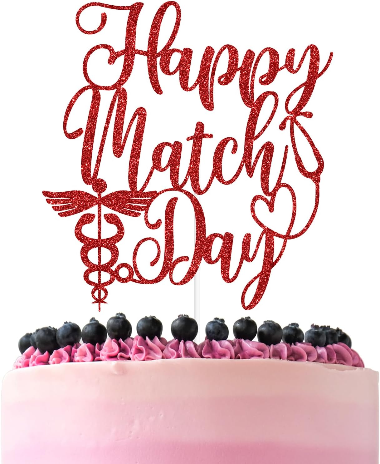 Amazon.com: Red Glitter Happy Match Day Cake Topper, It's A Match ...