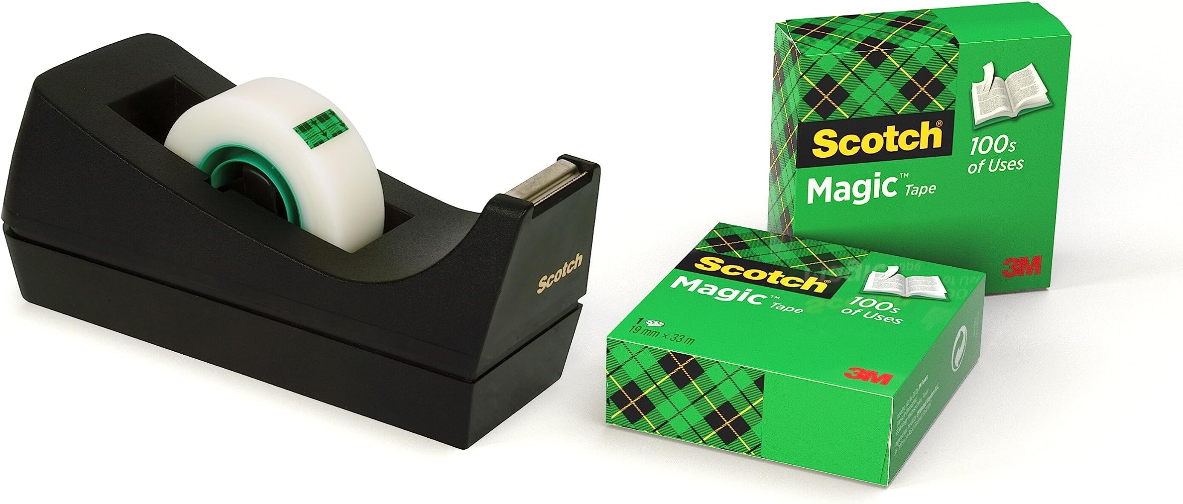 Scotch Dévidoir de Ruban Adhésif Rechargeable, Noir, avec 3 Rouleaux de ...