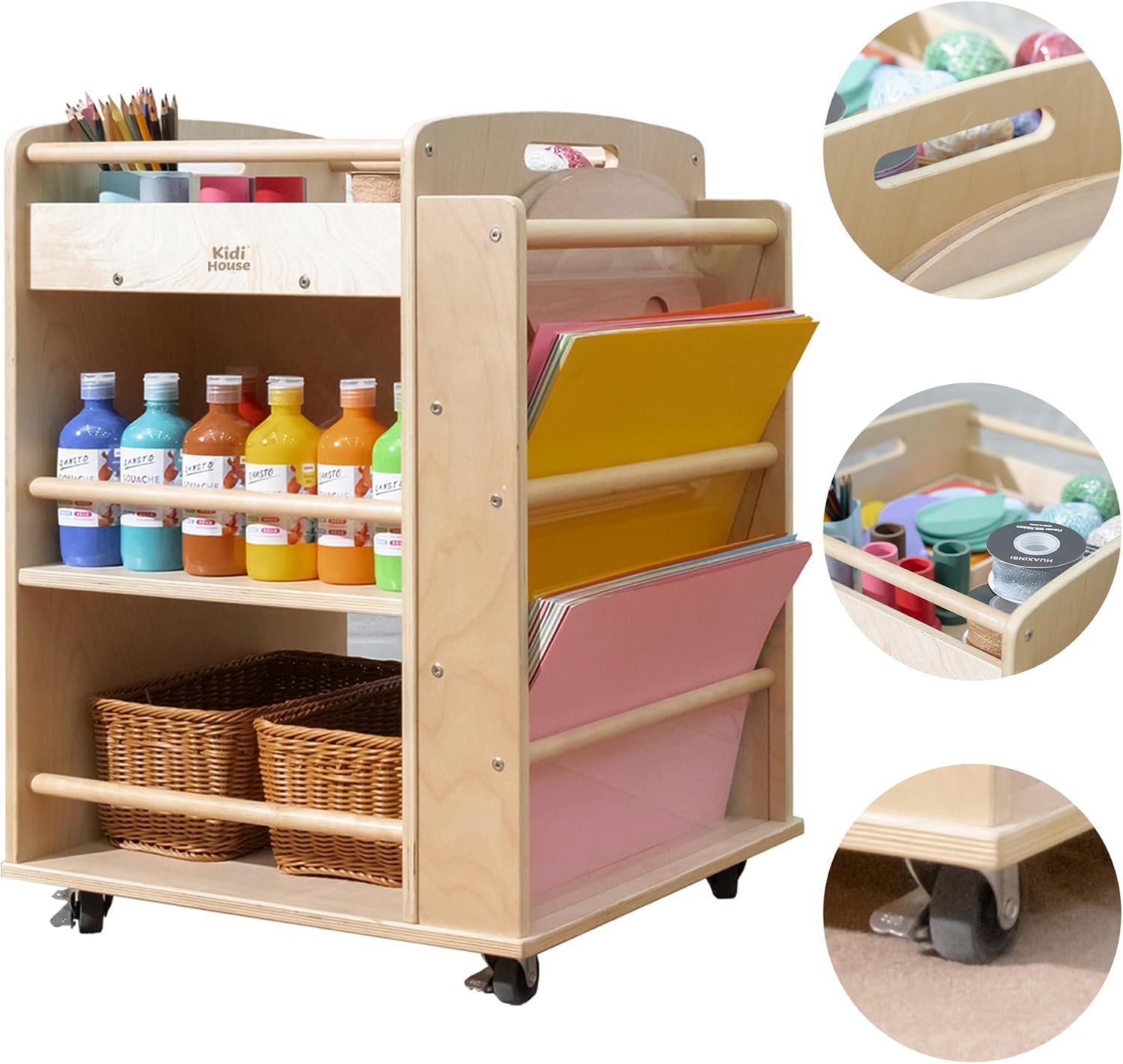 Amazon.com: Kidi House Art Activity Rolling Utility Cart Multi ...