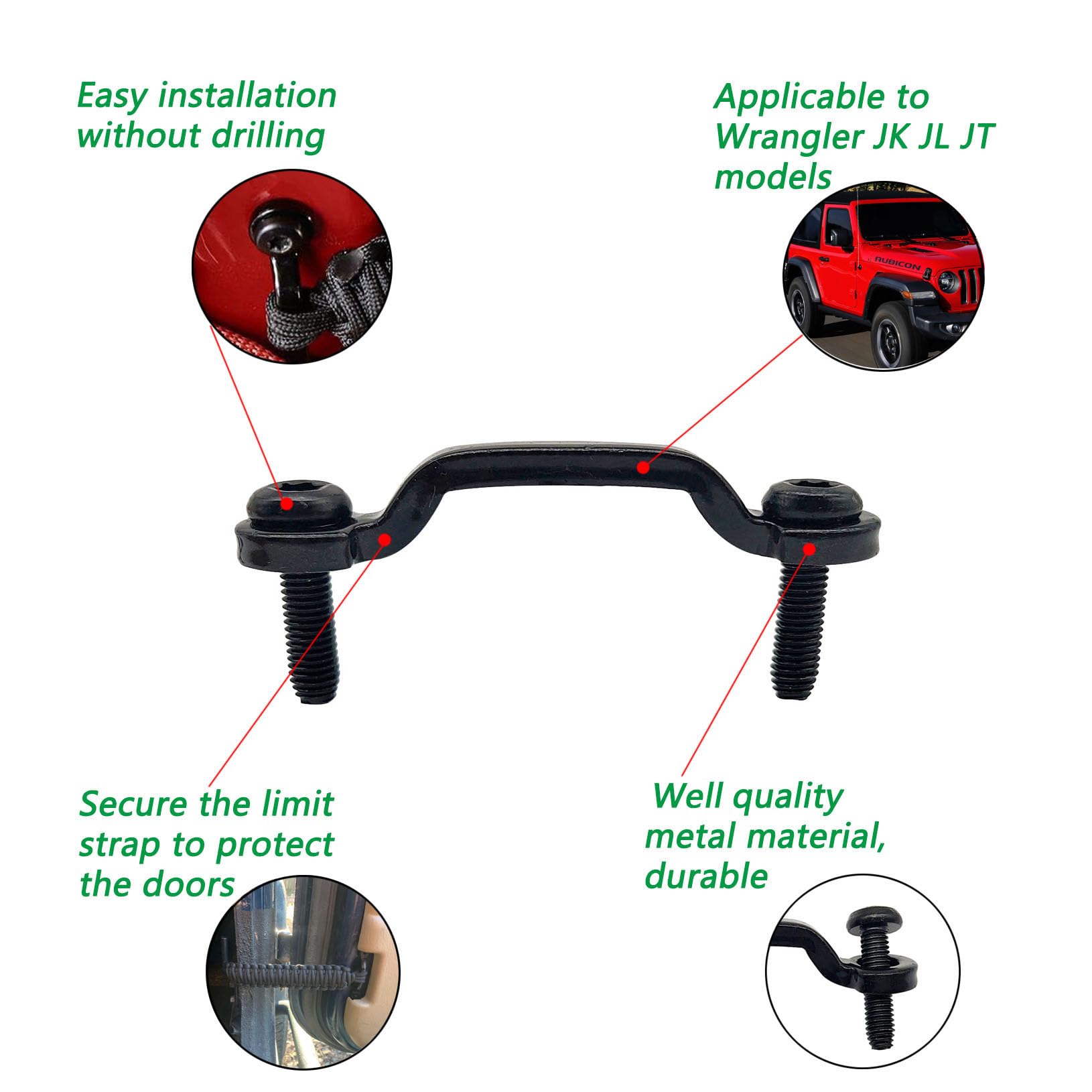 Snapklik.com : Timilge Door Limit Strap Footman Loops For Wrangler JK ...