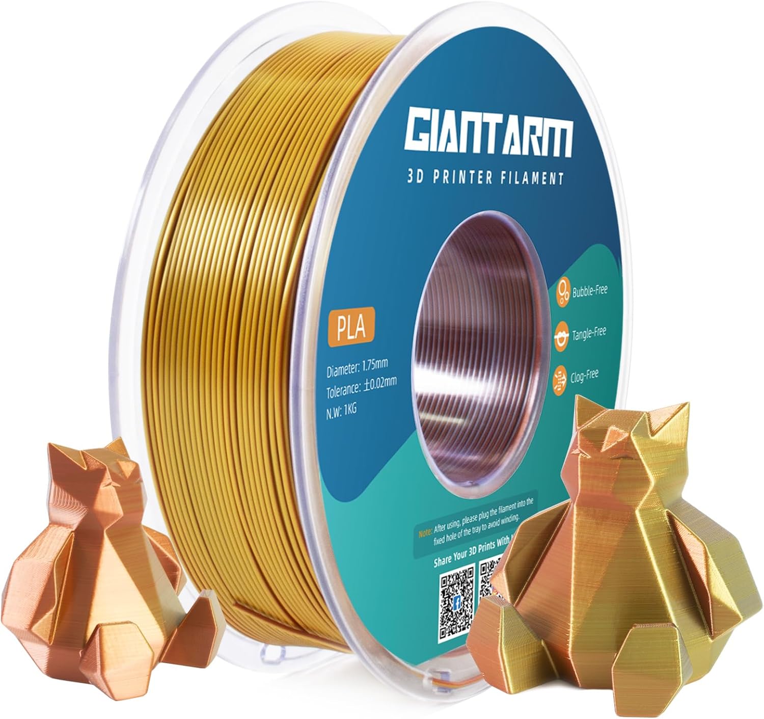 Amazon.com: GIANTARM Tri-Colors Silk Pla Filament, 3D Printer Filament ...