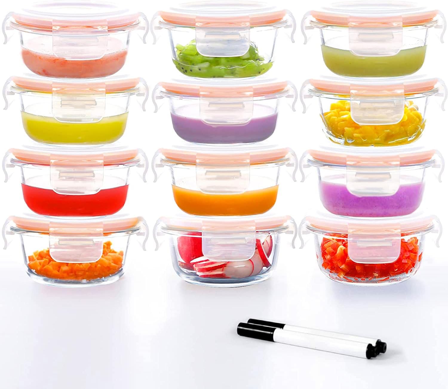 Amazon.com : Sage Spoonfuls Glass Baby Food Containers with Lids - 4 ...
