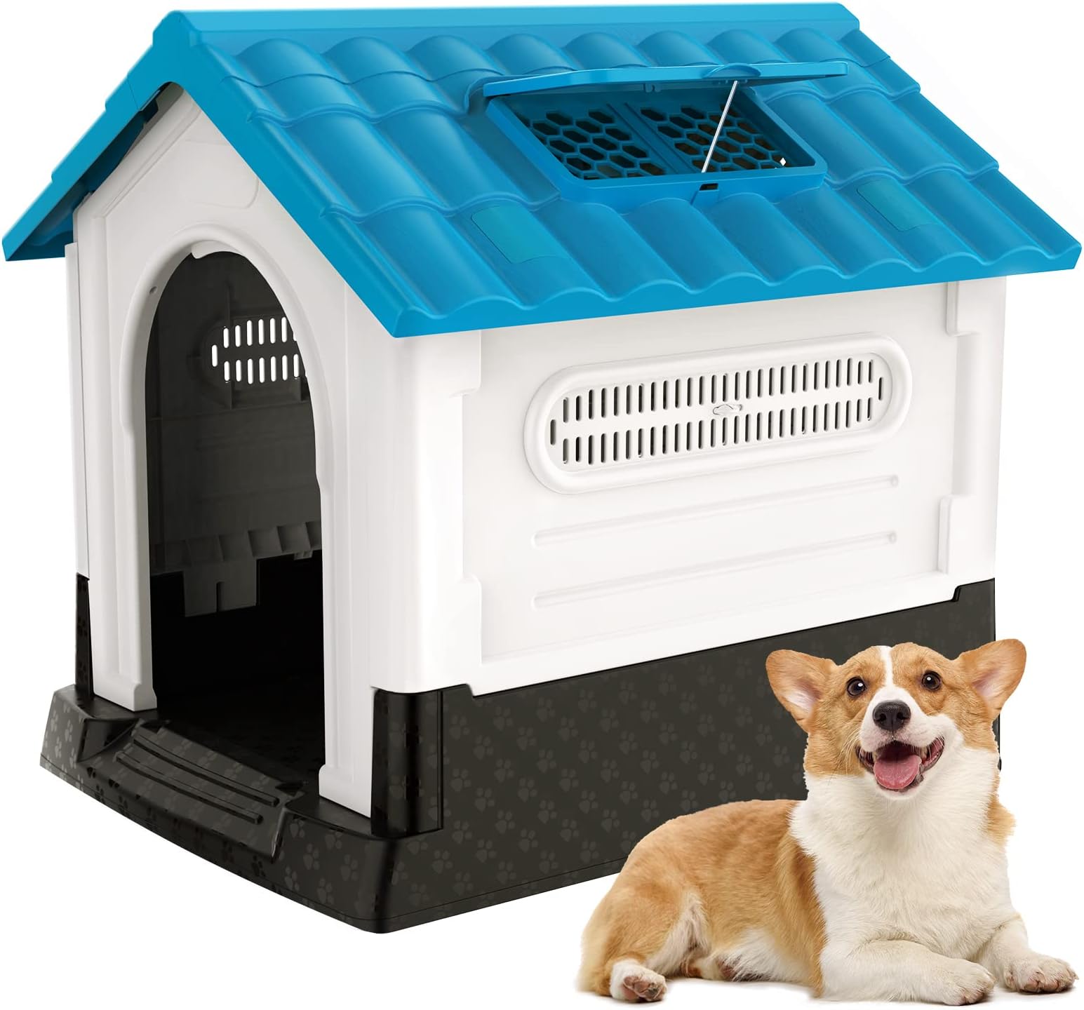 Amazon.com : ROOMTEC 33 Inch Plastic Dog House Outdoor Indoor,Durable ...