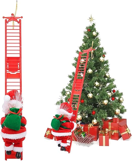 Amazon.com: Santa Climbing Ladder to Tree Climbing Santa Up and Down ...