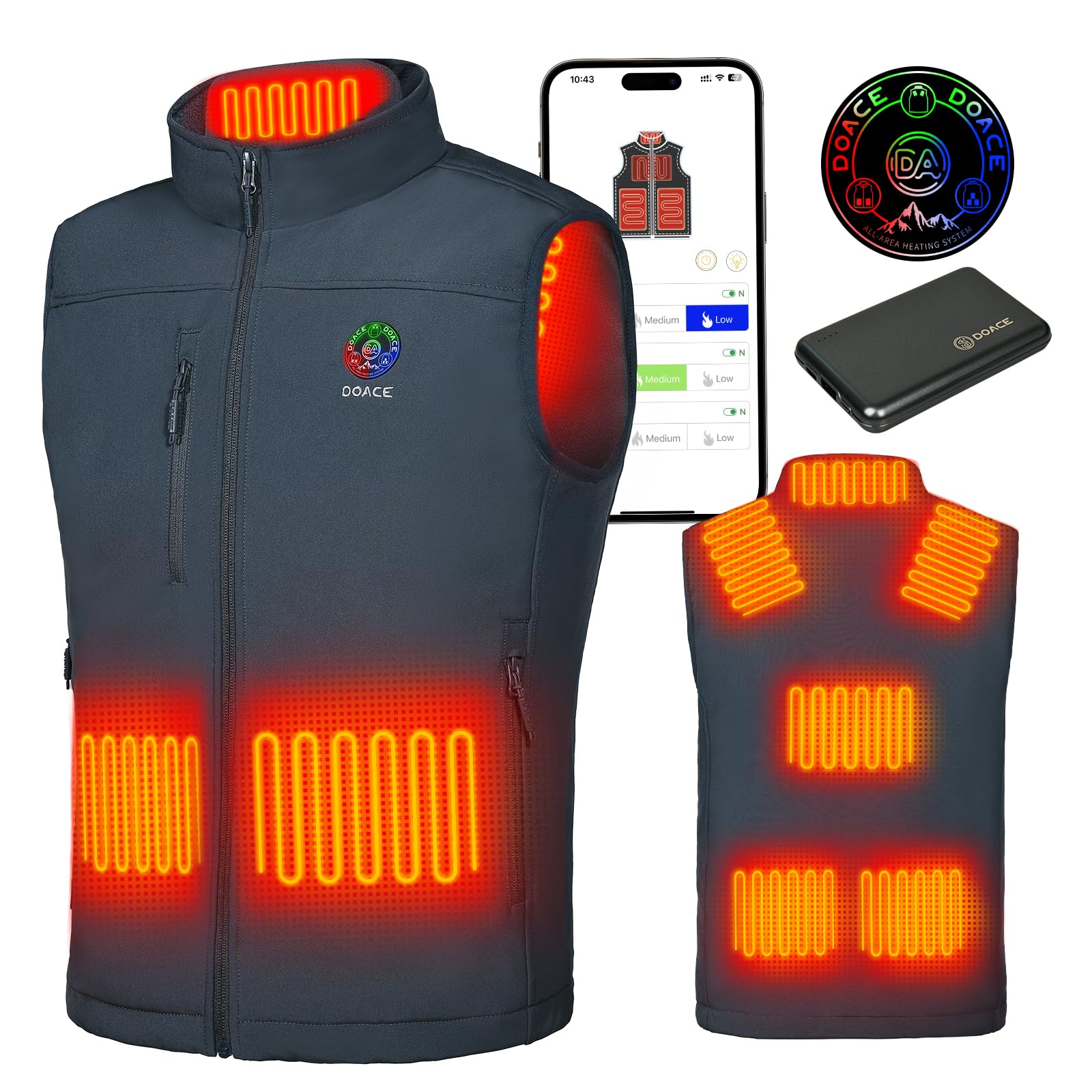 Snapklik.com : DOACE AI Heated Vest APP Control