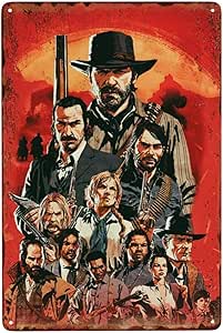 Amazon.com: RDR 2 Game Metal Tin Sign Vintage Anime Game RDR2 Iron ...