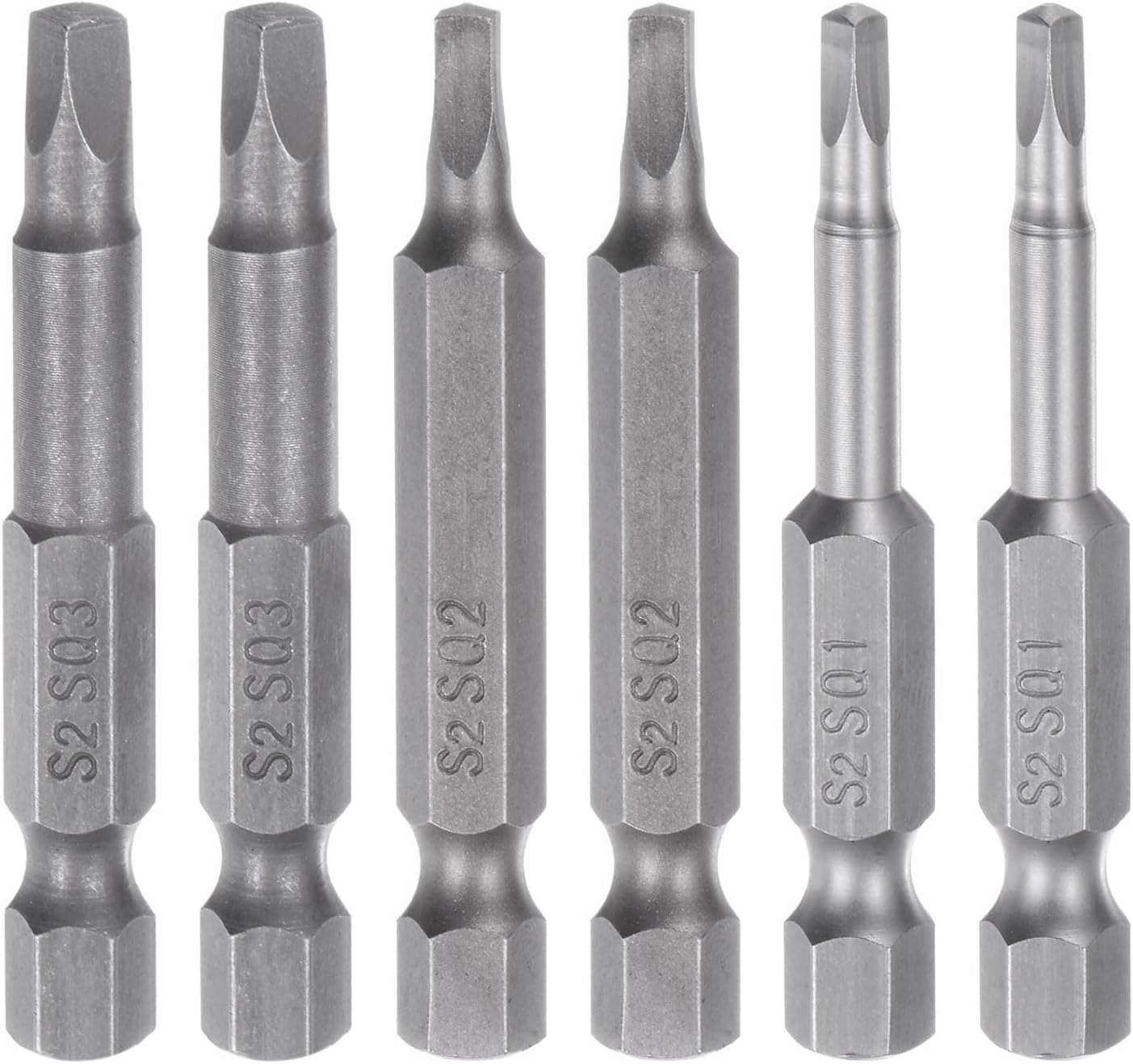 sourcing map 9pcs SQ1/SQ2/SQ3 Square Screwdriver Bit 1/4" Hex Shank 2 ...