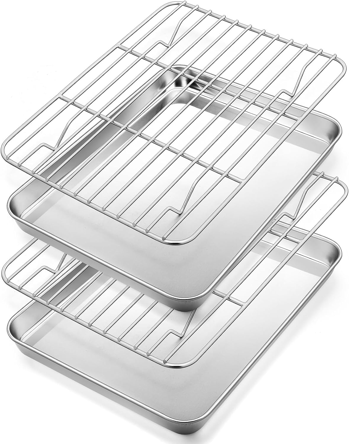 Amazon.com: 4Pcs Baking Sheet Pan with Rack Set, Joyfair Stainless ...