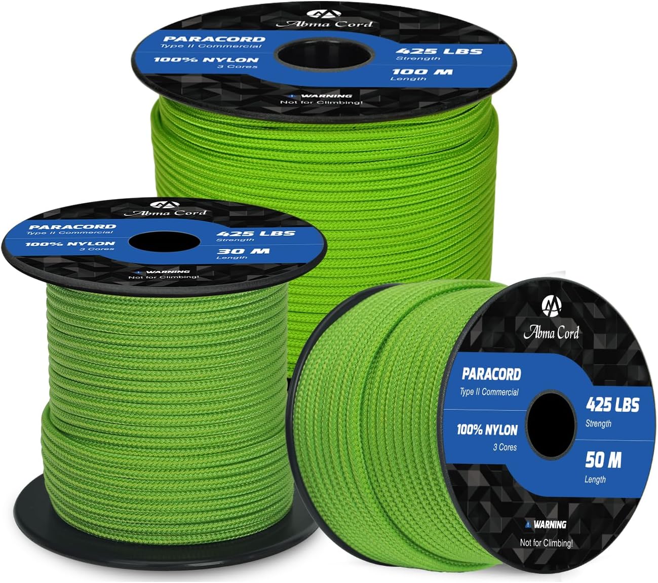 Abma Cord Paracord 3mm 30m 100% Nylon Rope Type II 3 Strands Parachute ...