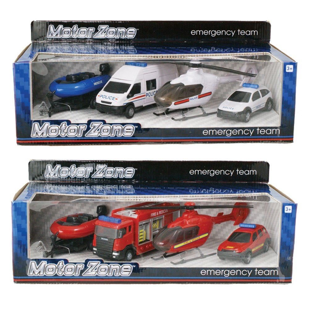 MOTOR ZONE from Peterkin | Police Emergency Team Toy Vehicles | 4-piece free wheeling set ...