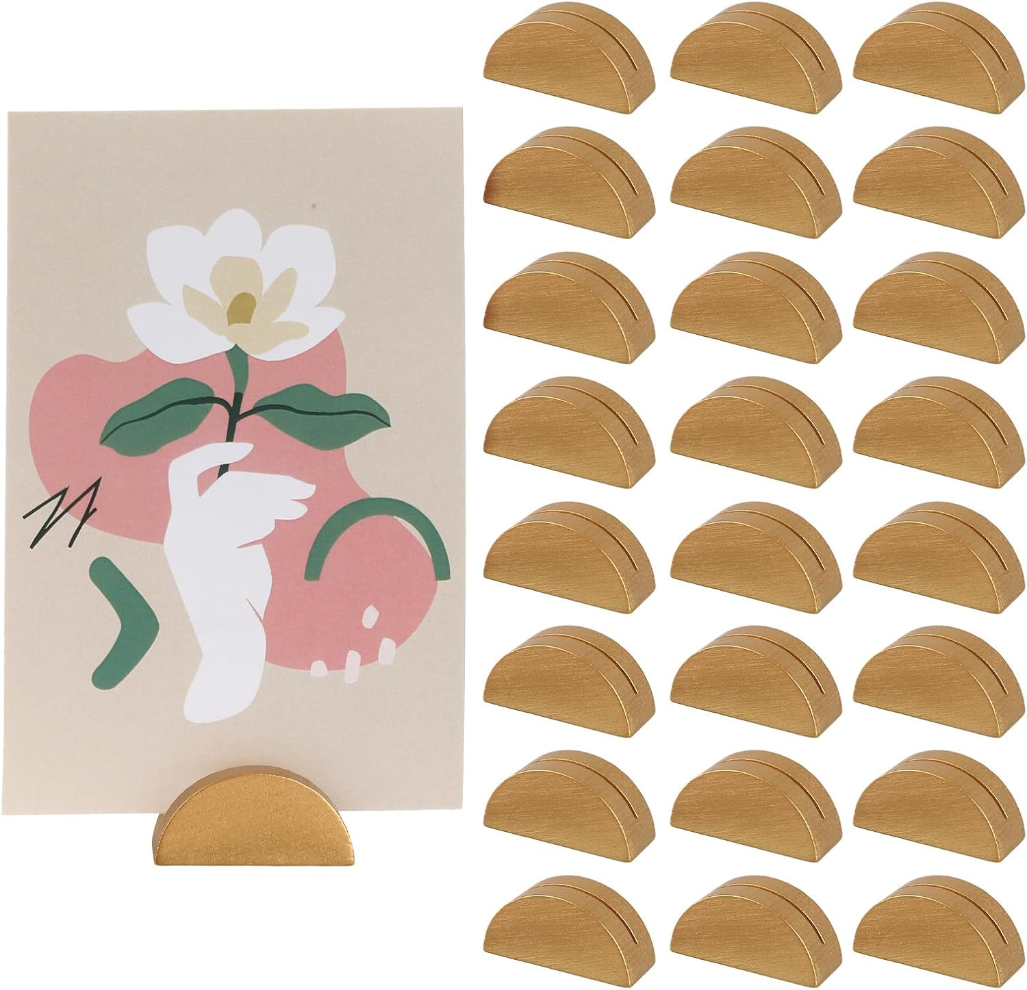 SMCEHEYA Table Number Stands 24Pcs Wooden Place Card Holders Golden ...