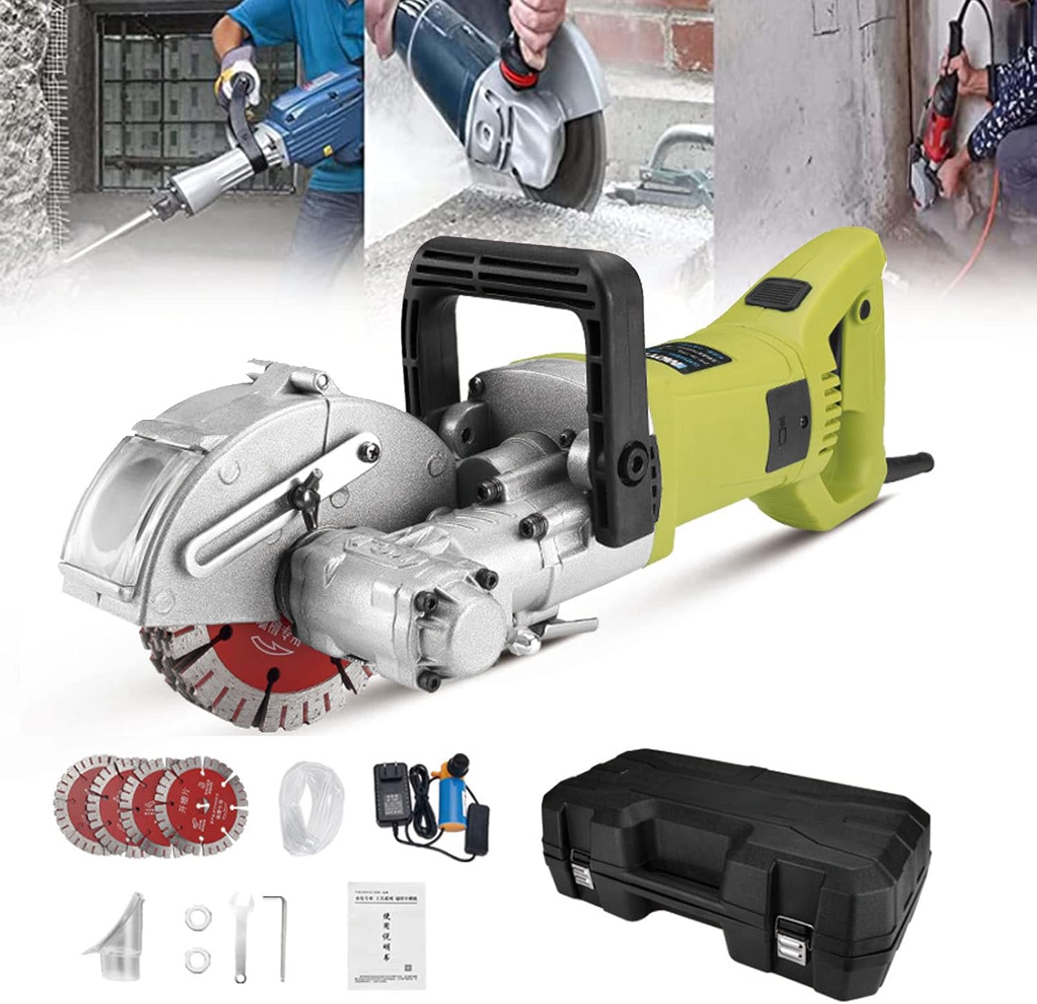 SSQUZA Wall Groove Cutting Machine 220V 4500W,With 5 PCS Saw Blades ...