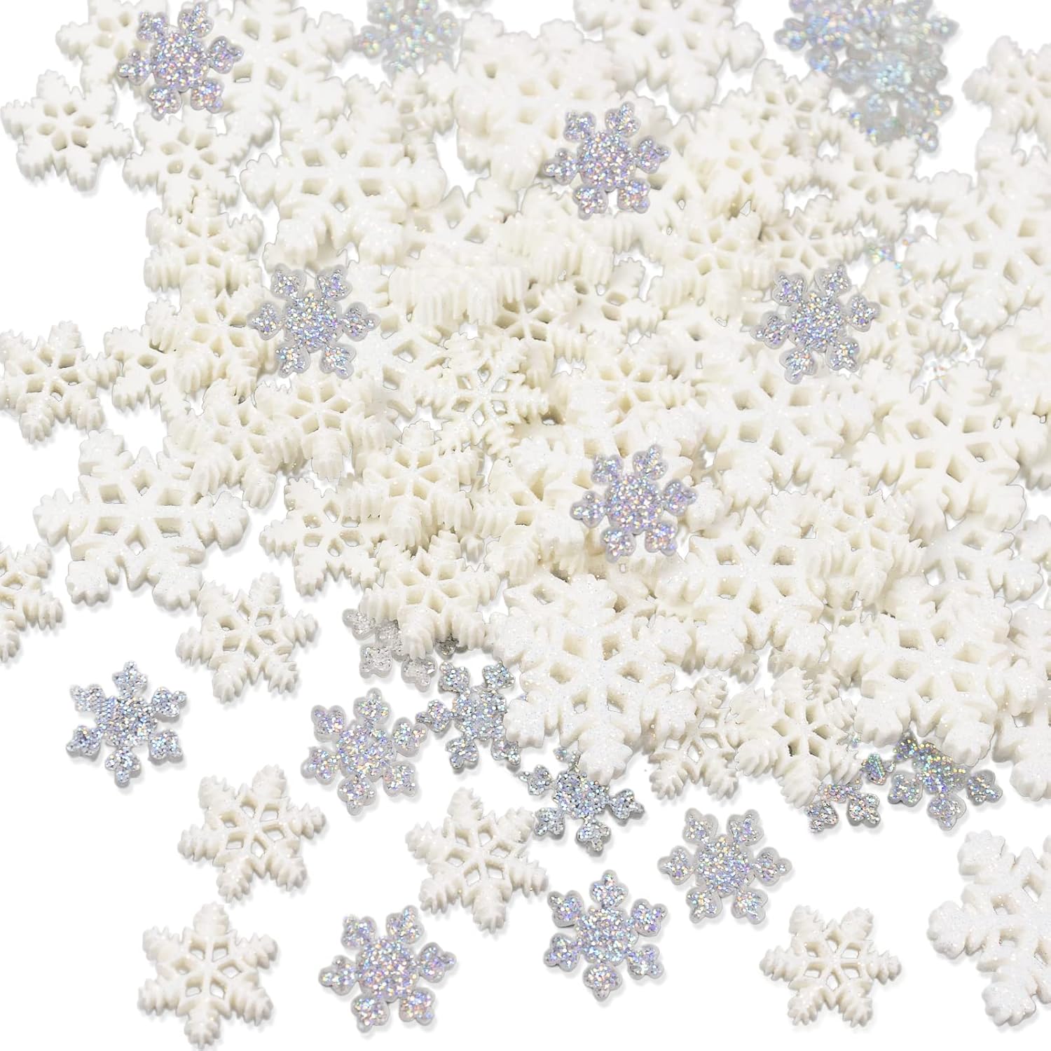 Amazon.com: 100Pcs Mini Snowflake Ornament Christmas Decorations ...