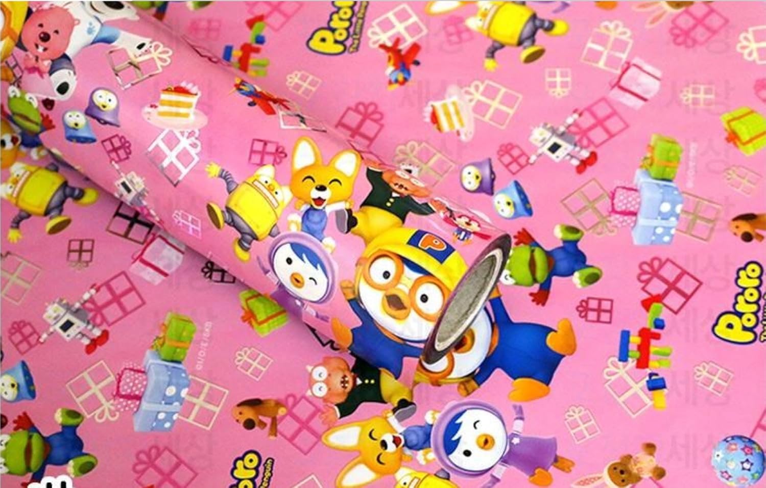 Amazon.com: Pororo Pink Gift Wrapping Paper, Premium Foil Gift Wrap ...