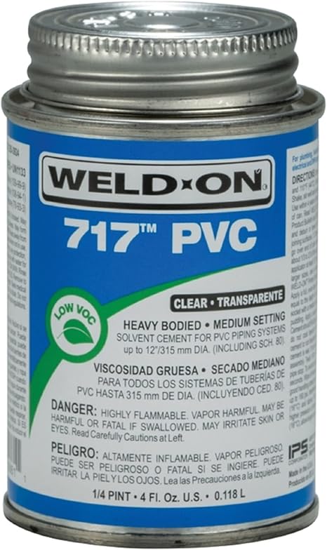 Weldon 1681-2810 10861 - Cemento solvente de PVC 717, transparente : Amazon.com.mx: Hogar y Cocina