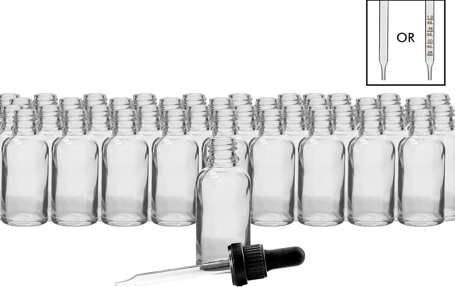 Amazon.com: 30mL Glass Euro Dropper Bottles with Clear or Graduated ...