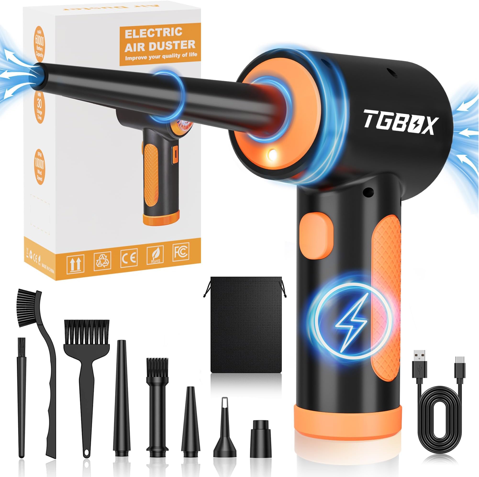 Amazon.com: Electronic Compressed Air Duster 100000RPM, 3 Speeds ...