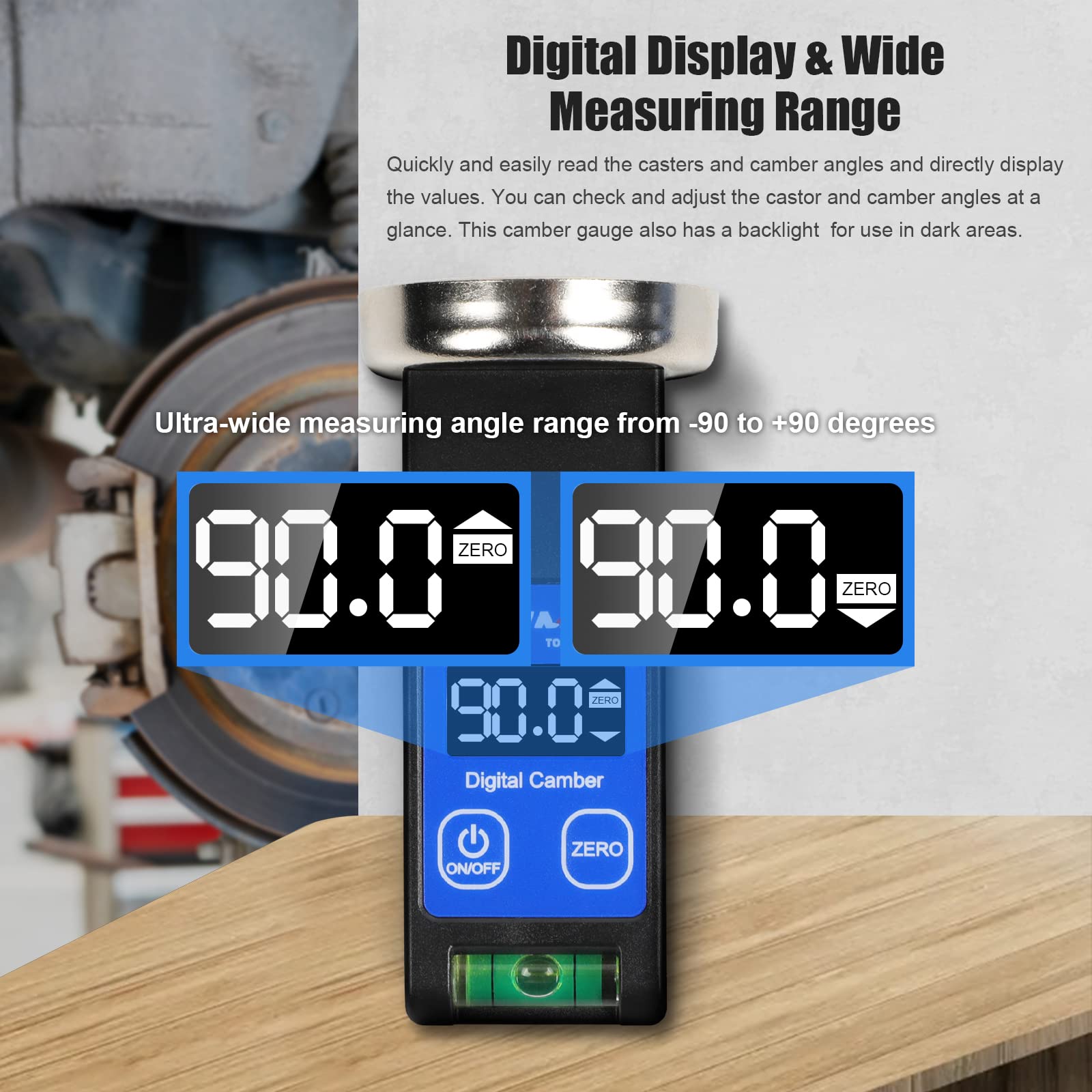 Snapklik.com : Camber Gauge Digital Wheel Alignment Tool -90 To +90 ...