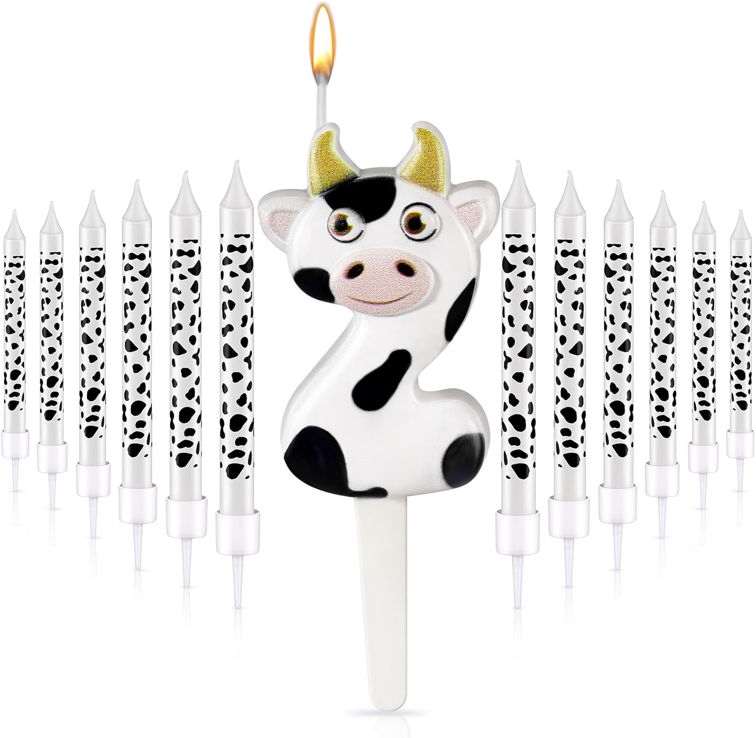 Amazon.com: Threlaco 13 Pcs Cow Candles, Number Birthday Candles Milk ...